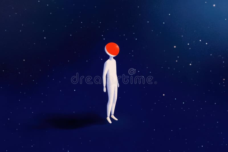 Minimalistic Astronaut in Space with Red Helmet for Sci-fi and ...