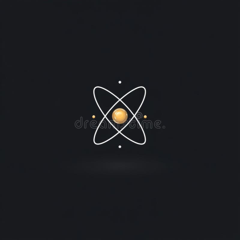 Minimalistic Atomic Model with Glowing Core on Dark Background Stock ...