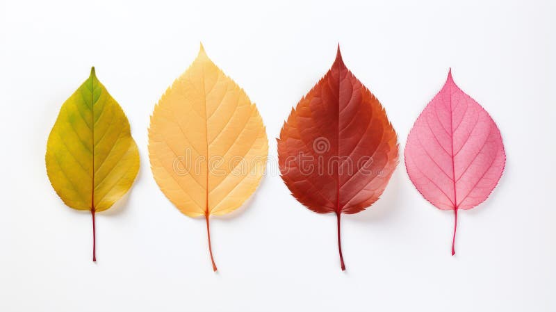 Minimalistic Autumn Leaves in Four Different Colors AI Generated Stock ...