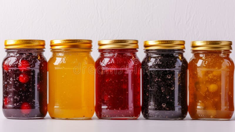 Minimalistic Backdrops Featuring Jars of Assorted Jams Stock Image ...