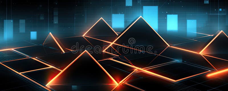 Minimalistic Background with Glowing Geometric Shapes and Lines ...