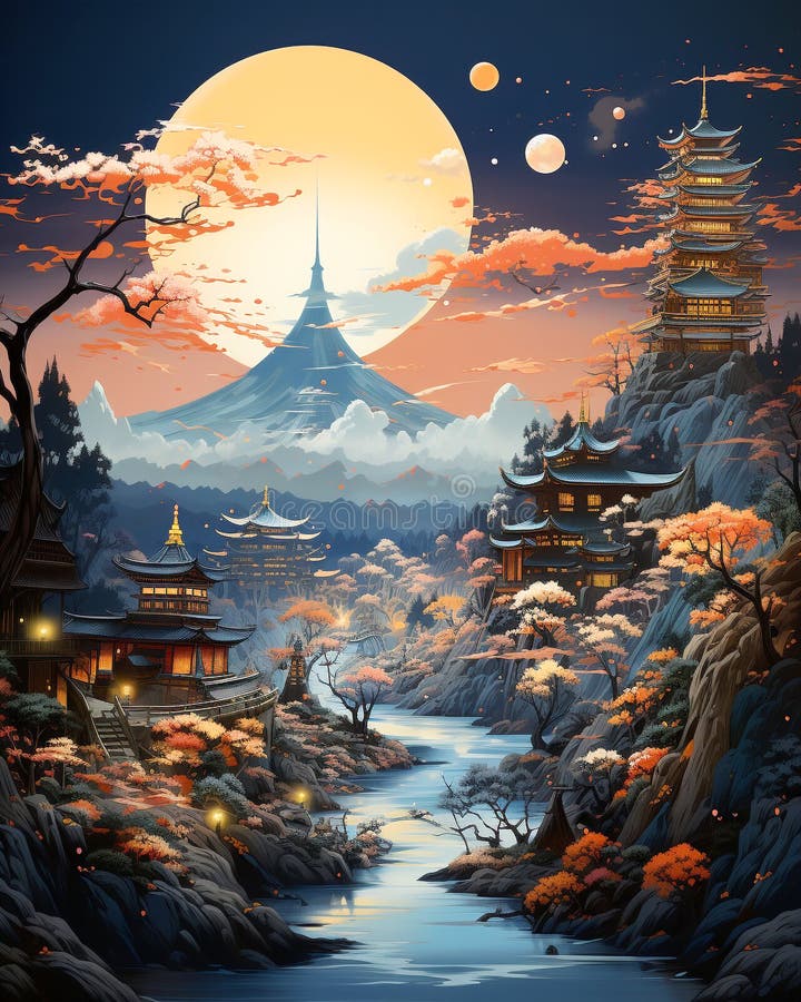 Minimalistic Background in Oriental Philosophical Style Stock ...