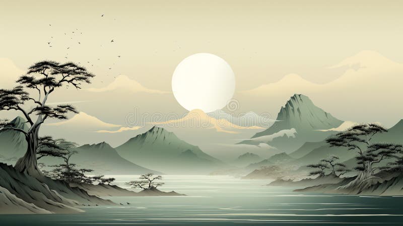 Minimalistic Background in Oriental Philosophical Style Stock ...