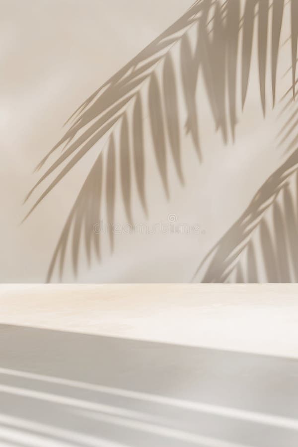 Minimalistic Background with Palm Leaf Shadow on Beige Wall for Product ...