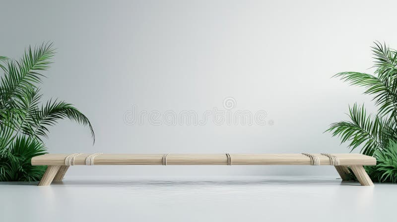 Minimalistic Bamboo Platform Surrounded by Lush Green Tropical Plants ...