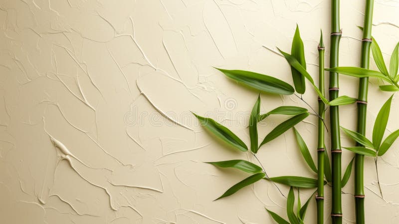 Minimalistic Bamboo Stalks and Leaves Against a Neutral Backdrop Create ...