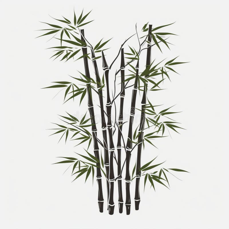 Minimalistic Bamboo Tree Vector Illustration with Dark Gray and Beige ...