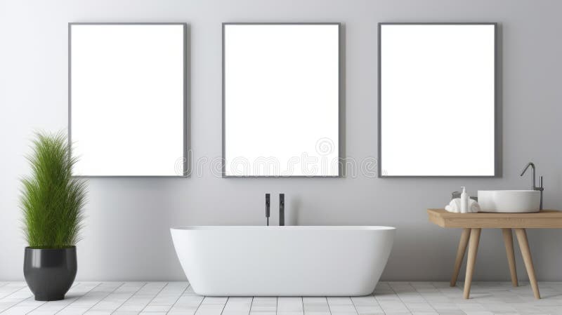 Minimalistic Bathroom Wall Decor Three Framed Posters in Bold ...