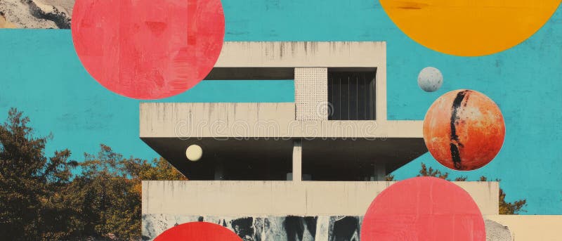 Minimalistic Bauhaus Inspired Collage with Modern Architecture and ...