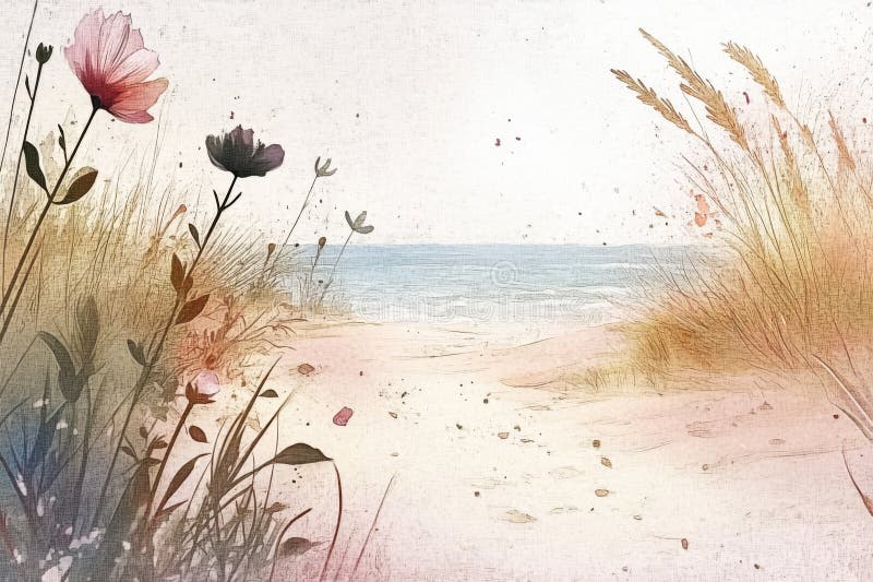 Minimalistic Beach Scene with Serene Garden Elements for Nature ...