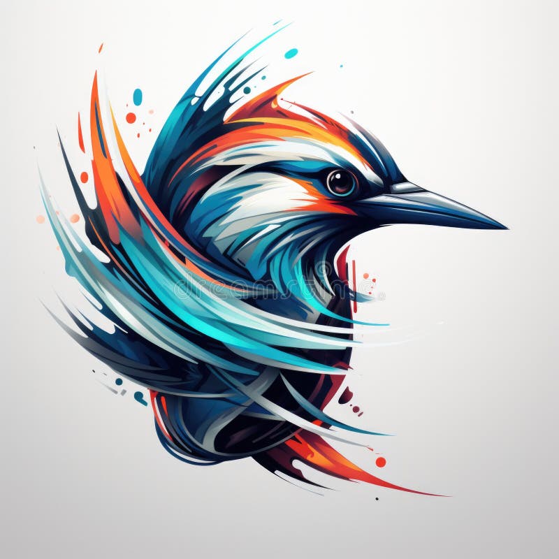 Minimalistic Bird Illustration in Complex Graffiti Art Style Stock ...