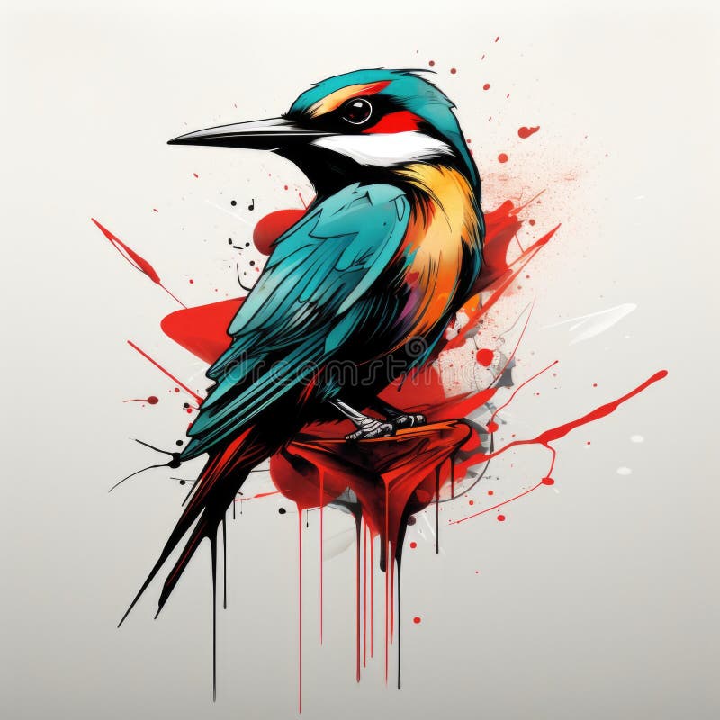 Minimalistic Bird Illustration in Complex Graffiti Art Style Stock ...