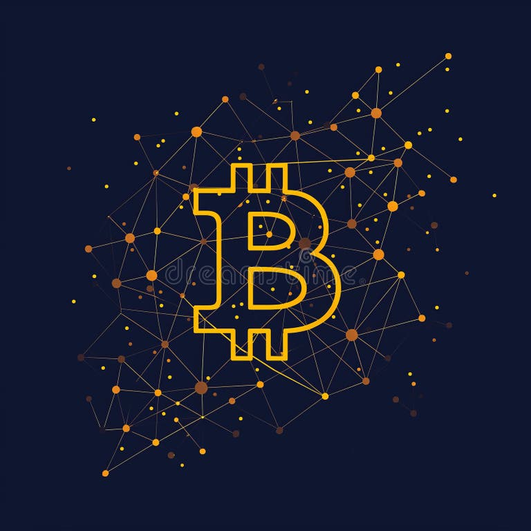 Minimalistic Bitcoin Logo Design with Network Points Stock Illustration ...