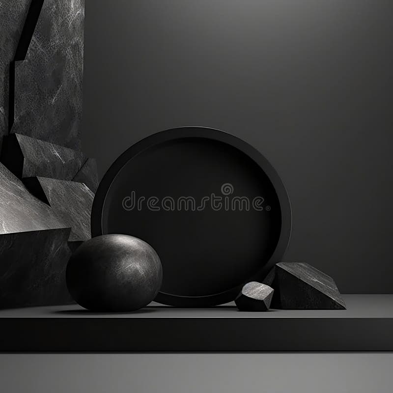 Minimalistic Black Geometric Stone and Rock Shape Background ...