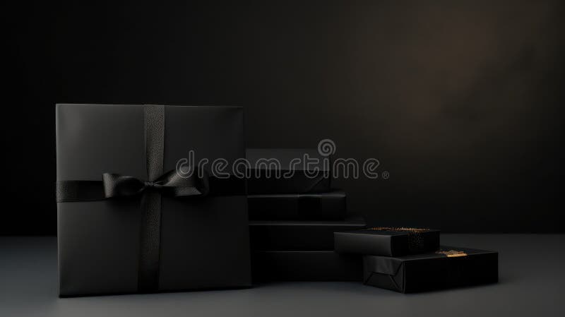 Minimalistic Black Gift Boxes and Credit Card for Black Friday AI ...