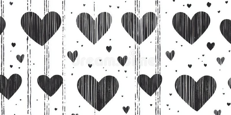 Minimalistic Black Heart Pattern with Vertical Stripes on a Distressed ...
