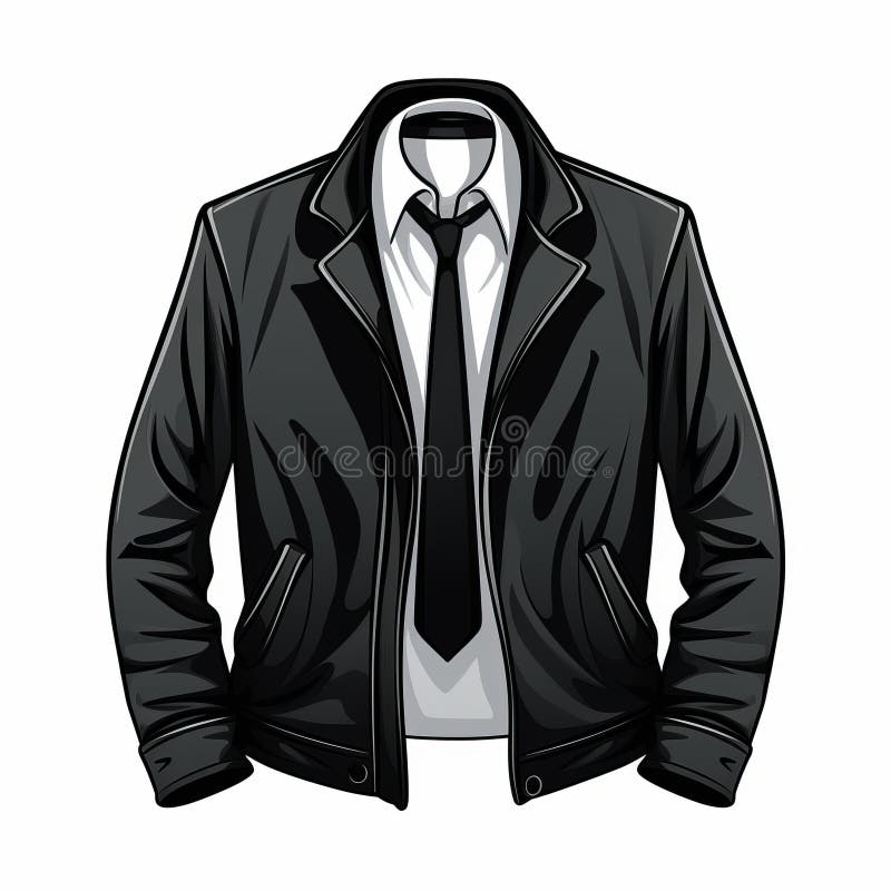 Minimalistic Black Leather Jacket Icon on White Background Stock ...