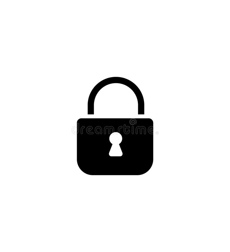 Minimalistic Black Lock Icon in Center on White Background. Concept of ...