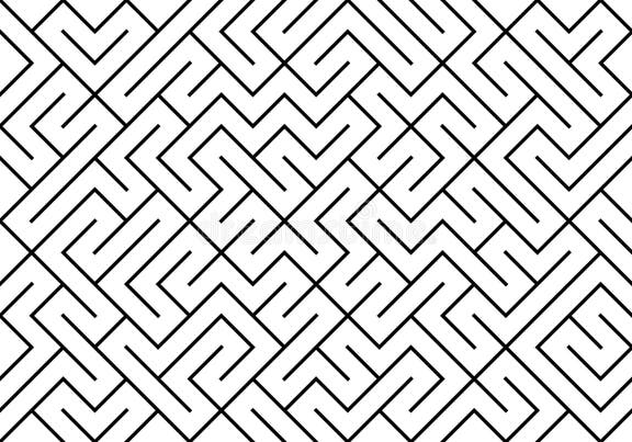 Thin Line Maze Pattern in Black on White Base Stock Illustration ...