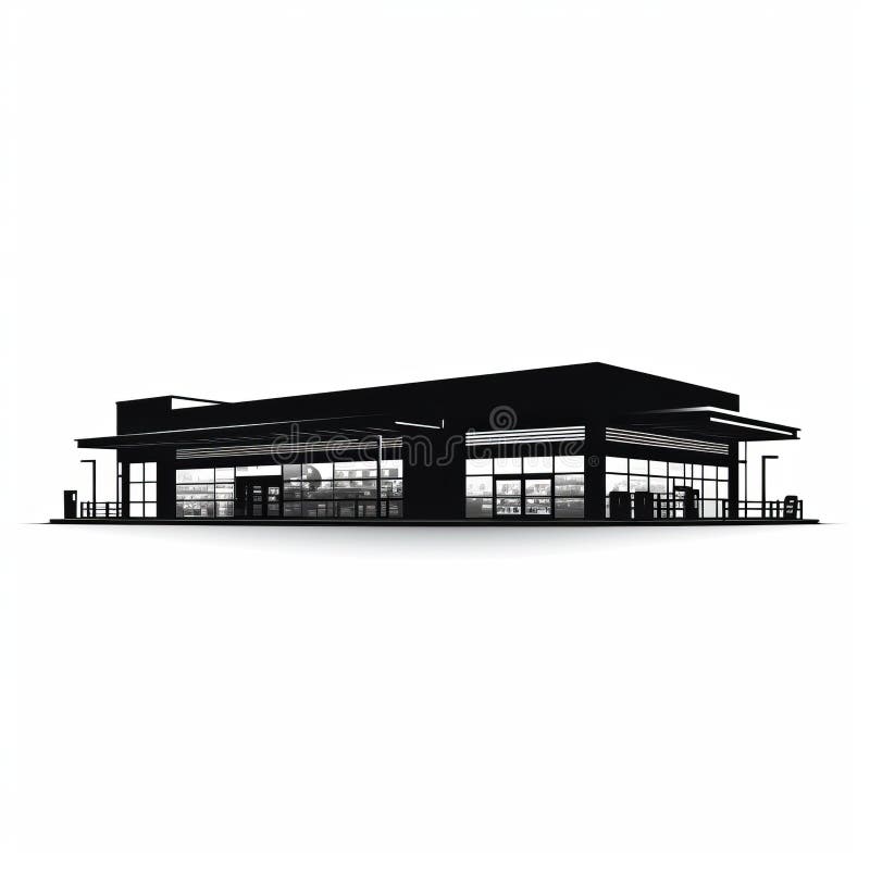 Minimalistic Black Silhouette of Modern Storefront Stock Illustration ...