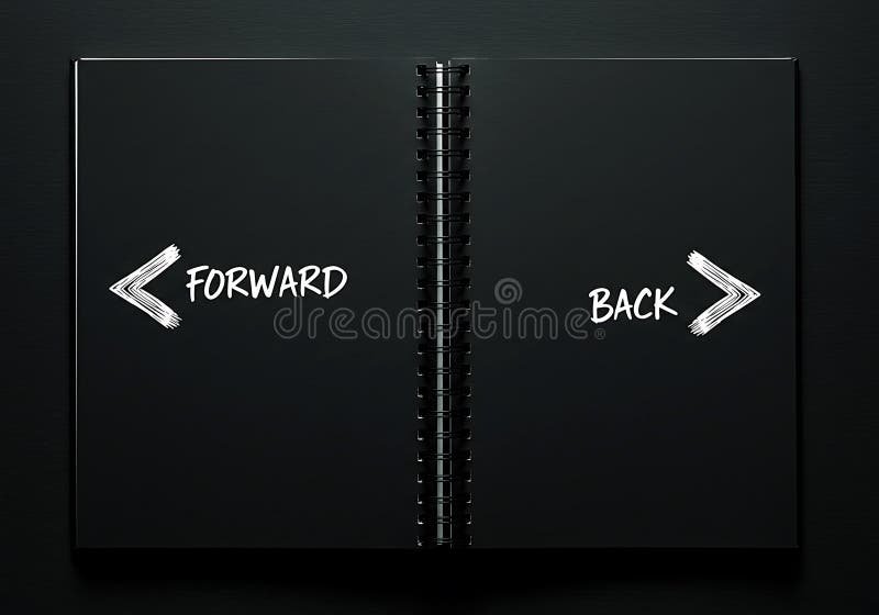 Minimalistic Black Spiral Notebook with Forward and Back Arrow Design ...