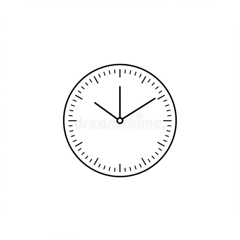 Minimalistic Black and White Clock Illustration with a Round Dial. the ...