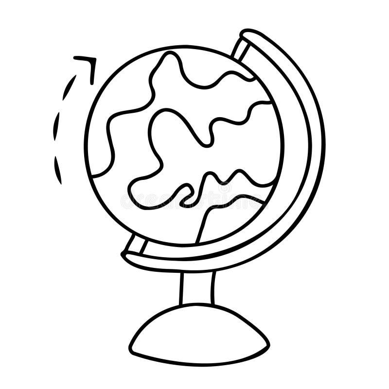 Globe Outline Drawing for Education Stock Illustration - Illustration ...