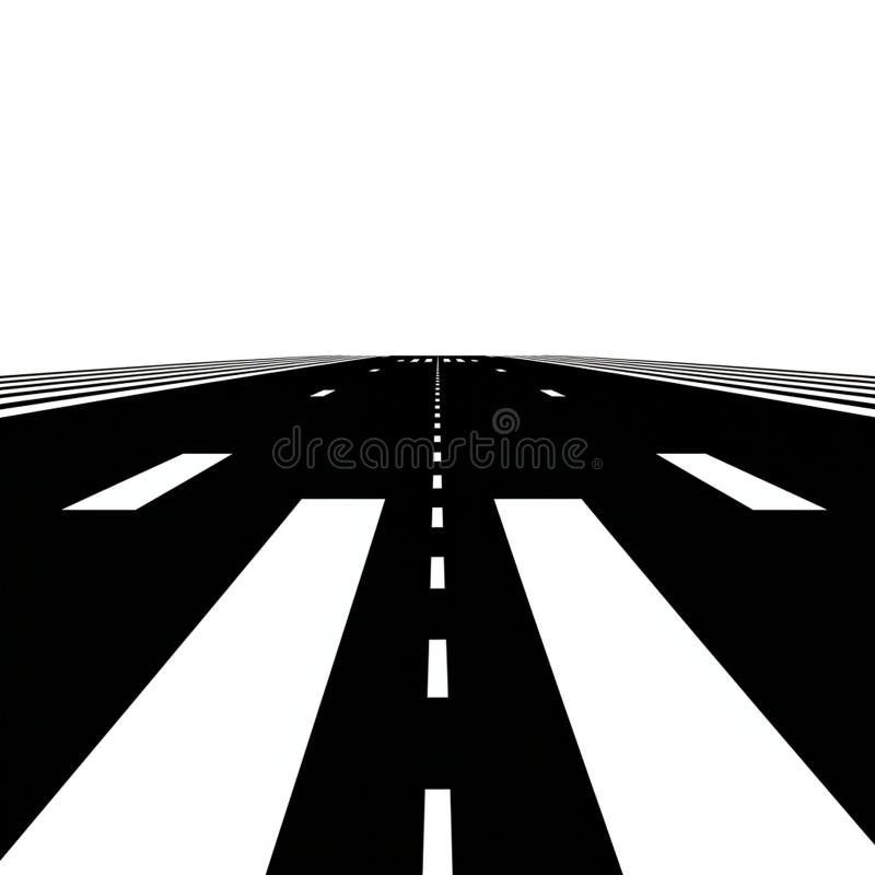Minimalistic Black and White Illustration of a Highway Extending into ...