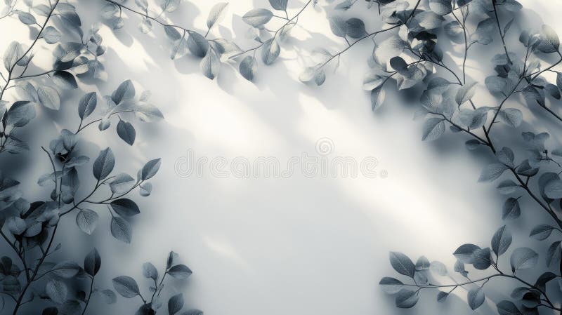Minimalistic Black and White Leafy Frame Generative AI Stock ...