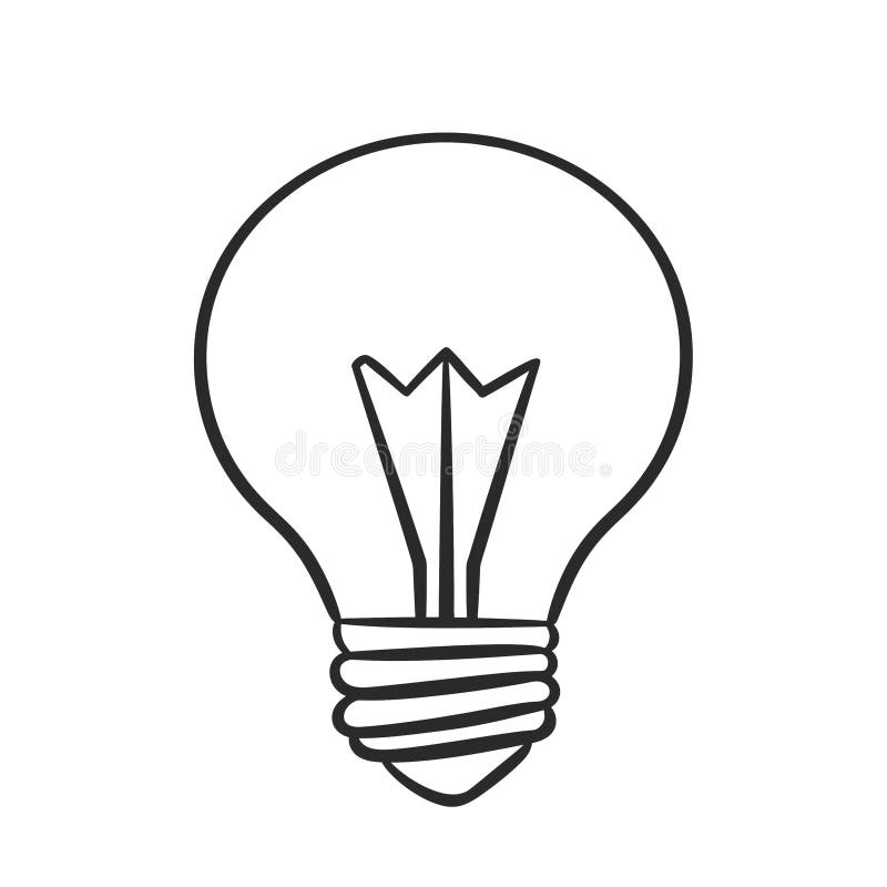 Minimalistic Black and White Light Bulb Illustration on Transparent ...