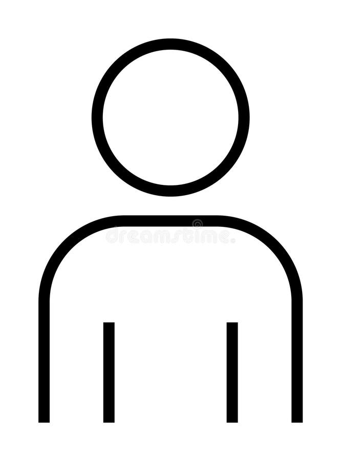 Simple Outline Figure of Person in Black and White Lines on White ...