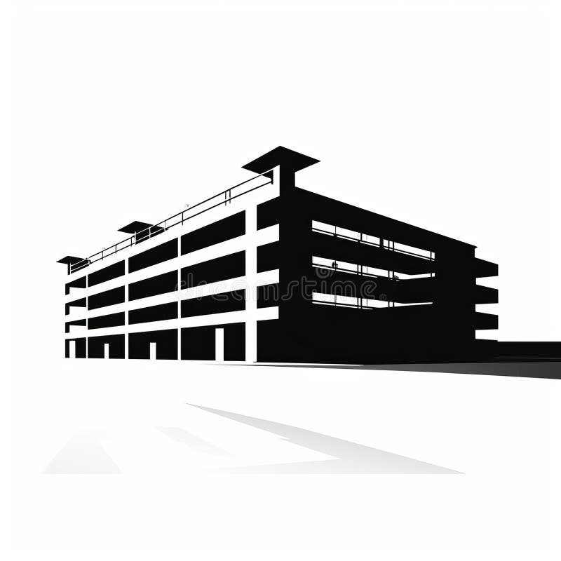 Minimalistic Black and White Parking Facility Vector Design Stock ...