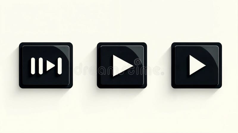 Minimalistic, Black and White Play, Pause, and Forward Buttons in a ...