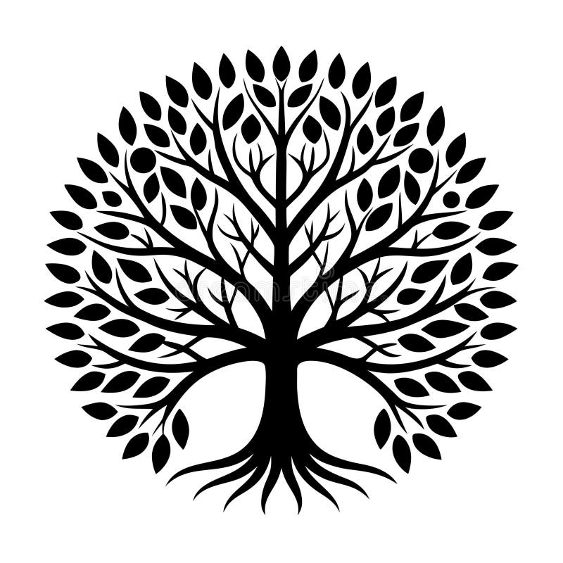 Tree of Life Silhouette - Black and White Vector Illustration Stock ...