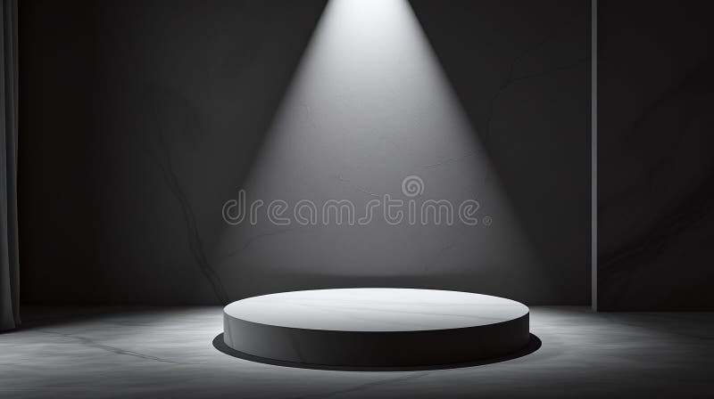 Minimalistic Black and White Stage with Spotlight Stock Illustration ...
