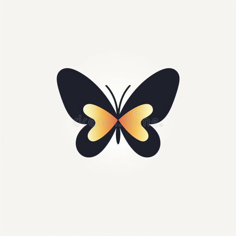 Minimalistic Black and Yellow Butterfly Logo Design Stock Illustration ...