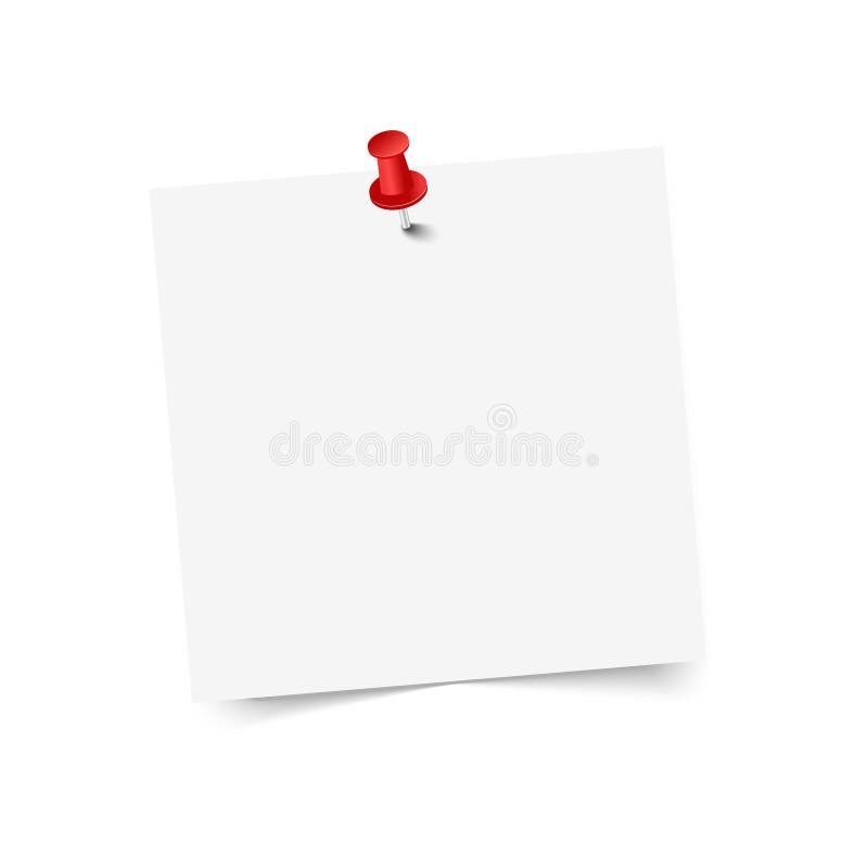 Minimalistic Blank Sticky Note with Red Push Pin for Reminders, Office ...