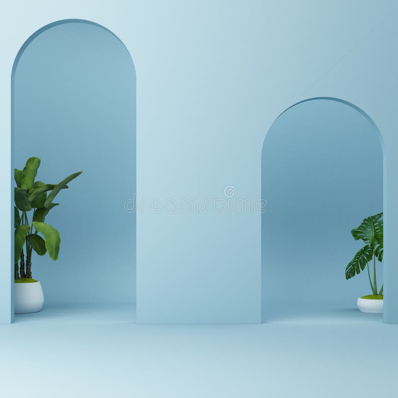 Minimalistic,blue Arch with Plant. Stock Illustration - Illustration of ...
