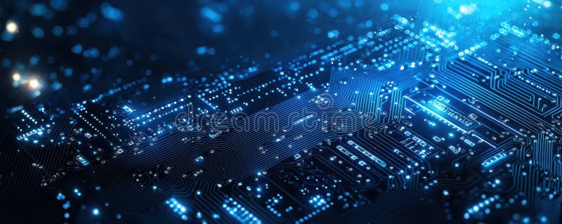 Minimalistic Blue Circuit Board Background with Glowing Lines ...
