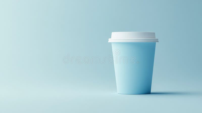 Minimalistic Blue Coffee Cup on Soft Blue Background Stock Image ...