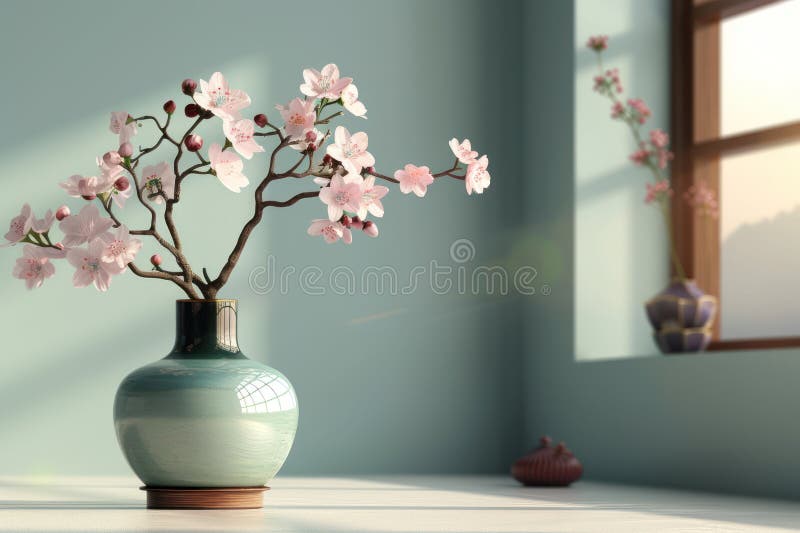 Minimalistic Blue Home Interior with Intricate Shadow from Tree ...