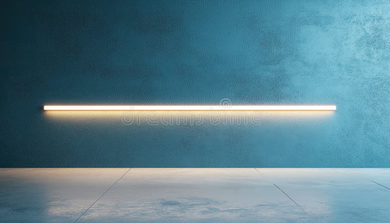 Minimalistic Blue Interior with Built-in Lighting and Smooth Floor ...