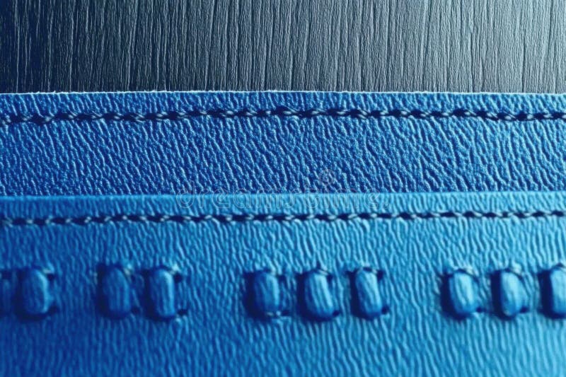 Minimalistic Blue Leather Texture with Stitching for Design and Decor ...