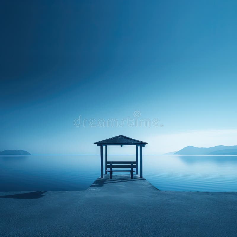 Minimalistic Blue Scenery for Web and Print Design. Stock Illustration ...