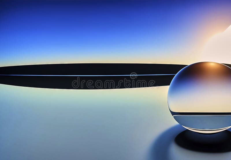 A Minimalistic Blue Sphere Reflecting the Sky in an Abstract, Surreal ...