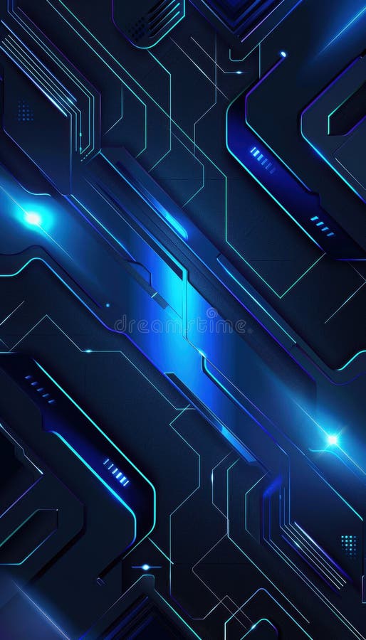 Minimalistic Blue Technology Background with Glowing Geometric Lines ...