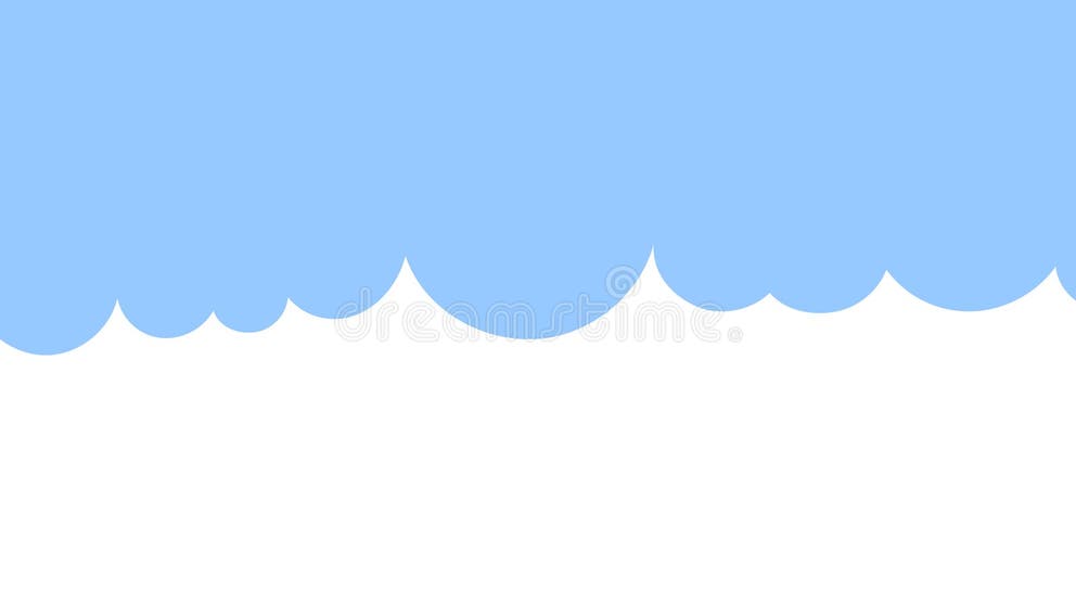 Minimalistic Blue and White Cloud Border Illustration Abstract Sky ...