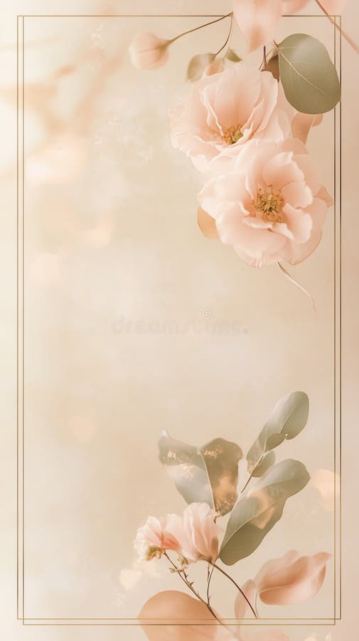 Minimalistic Botanical Border with Delicate Blossoms, Perfect for ...
