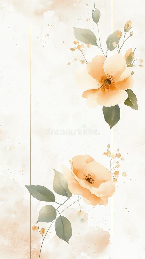 Minimalistic Botanical Border with Delicate Blossoms, Perfect for ...