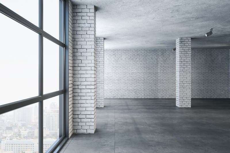 Minimalistic Brick Interior with Columns Stock Illustration ...